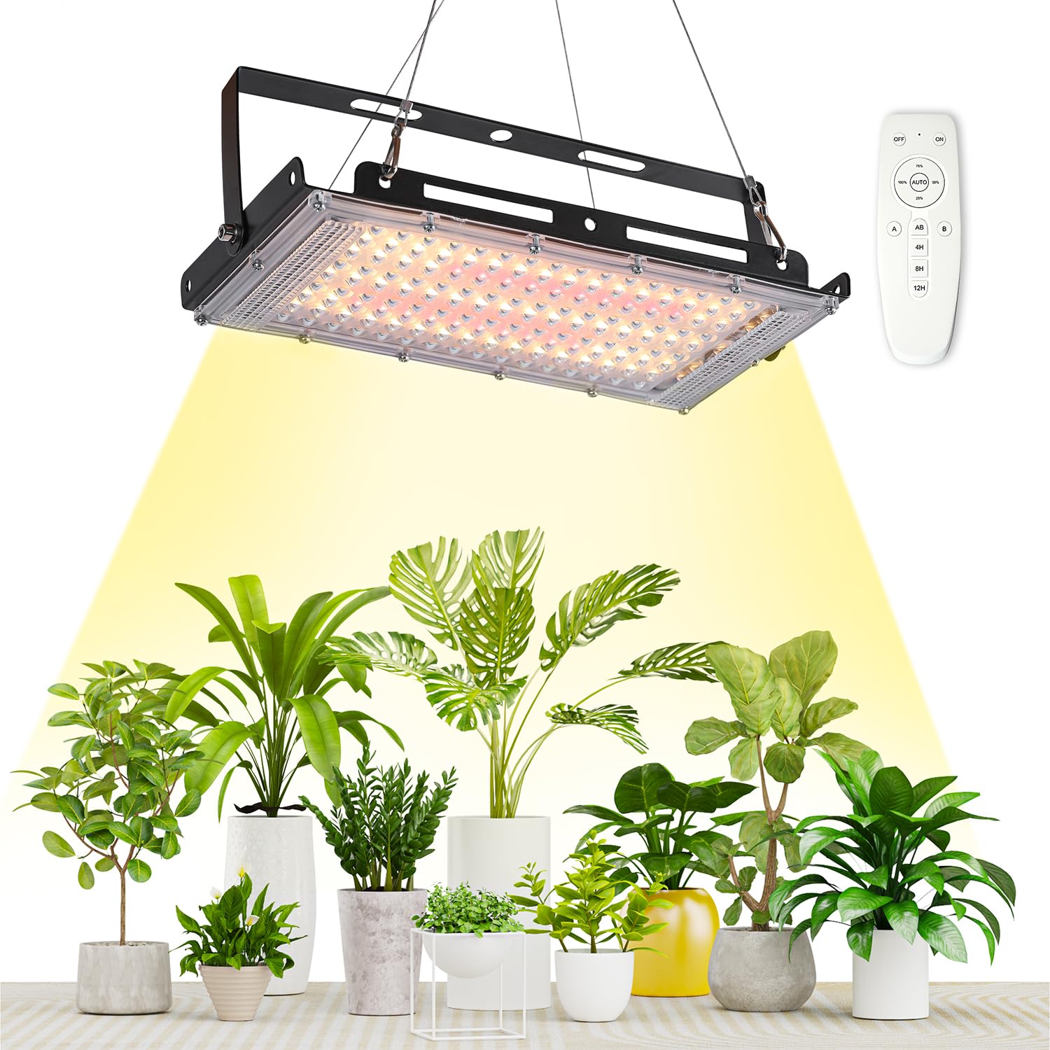 FANHAO LED Grow Lights, 400W Full Spectrum Grow Lamp with Remote Control Plant Lights for Indoor Plants, 4/8/12H Timer, 4 Dimmable Levels, 3 Switch Modes for Indoor Plants Veg Bloom