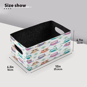 Kigai Felt Storage Bin Collapsible Tree Cute Owl Storage Basket with Handles Rectangle Home Decorative Foldable Storage Box - 2PCS