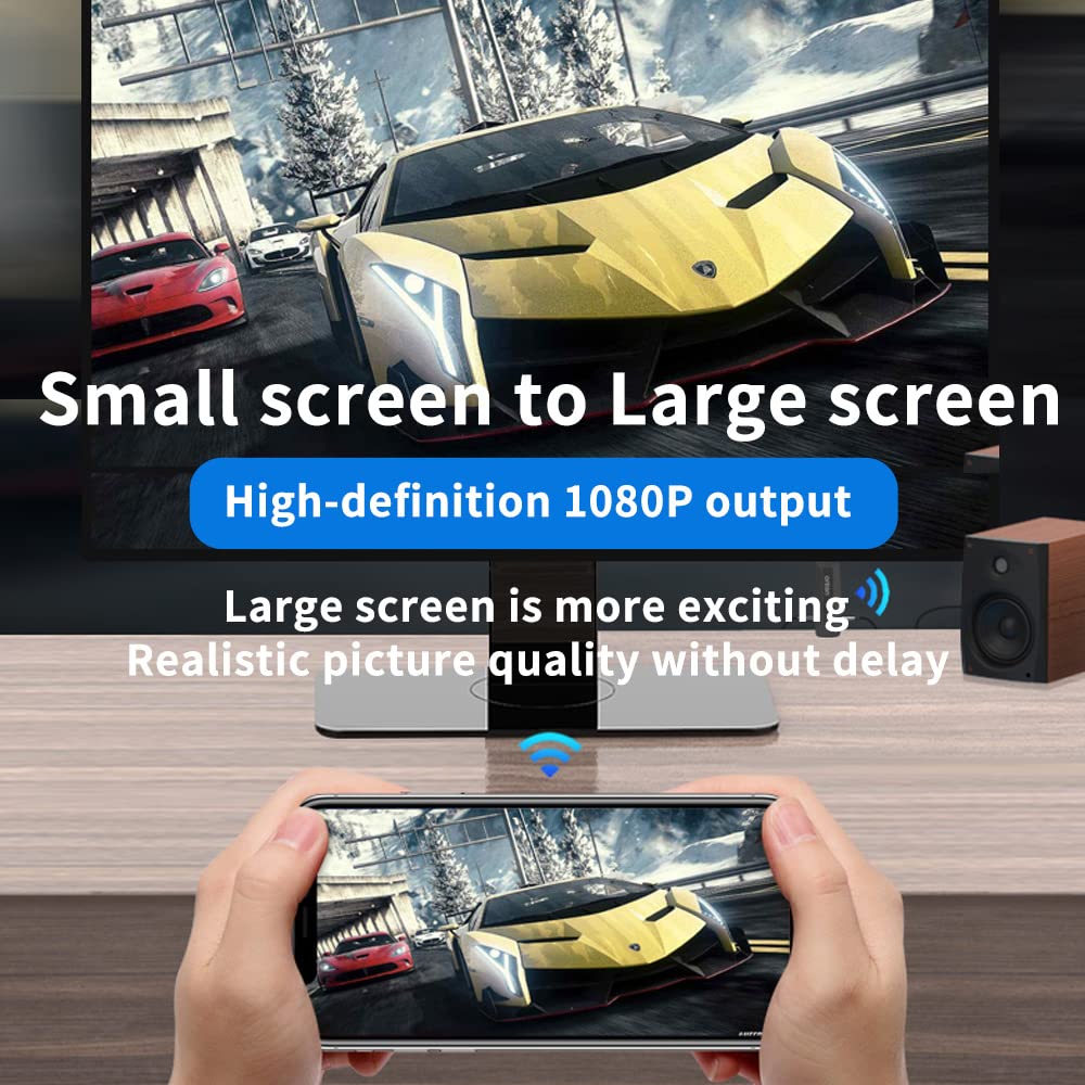 HDMI Wireless Display Adapter. 1080P Mobile Screen Mirroring Receiver Dongle to TV/Projector Receiver Support iOS Android Mac iOS Windows