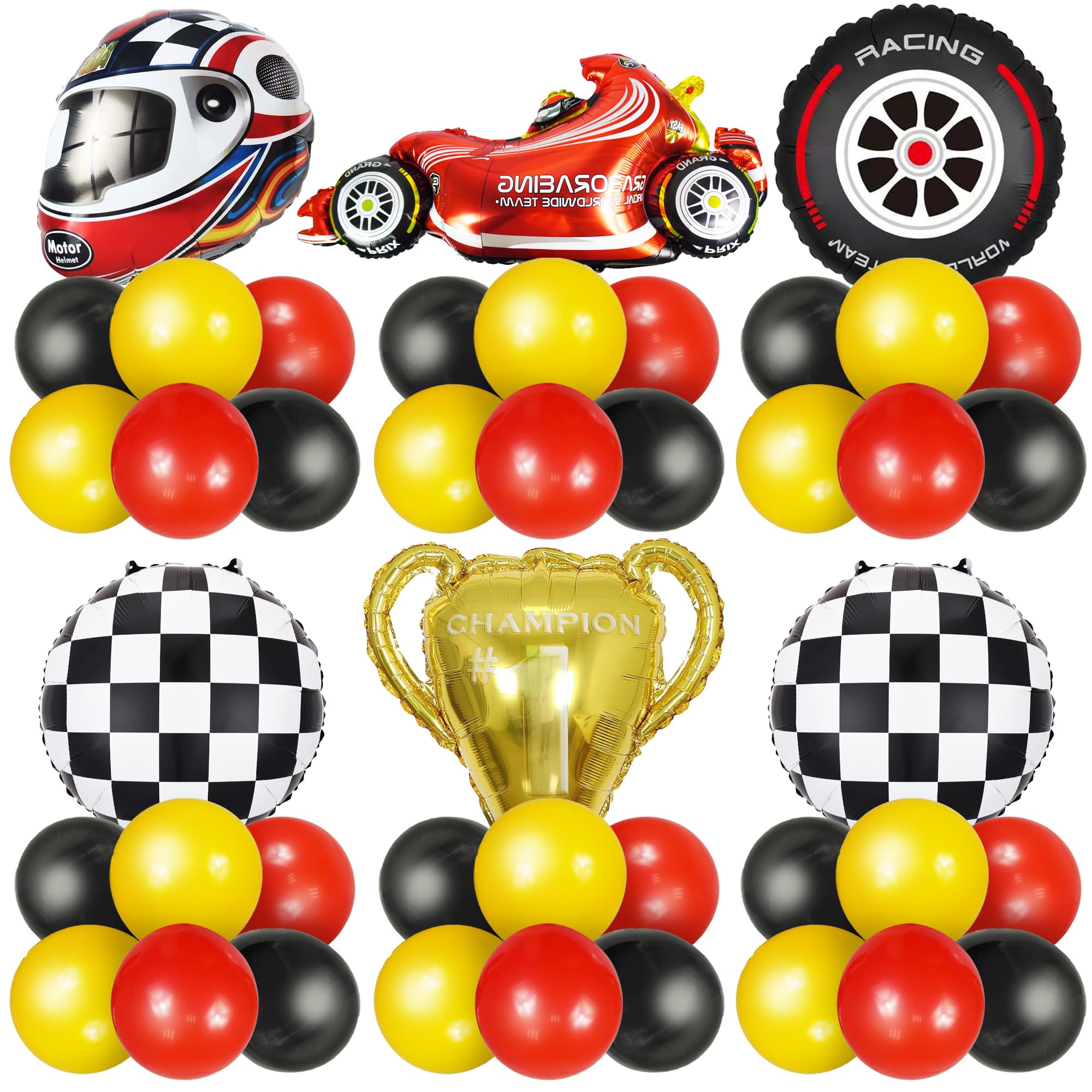 Car Race Balloons Race Car Party Decorations Helmets Tires Racer Balloons for Man Boy Kid Race Car Theme Party Two Fast Birthday Decorations Baby Shower Supplies (Race 1)