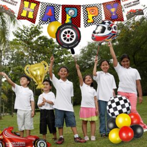 Car Race Balloons Race Car Party Decorations Helmets Tires Racer Balloons for Man Boy Kid Race Car Theme Party Two Fast Birthday Decorations Baby Shower Supplies (Race 1)