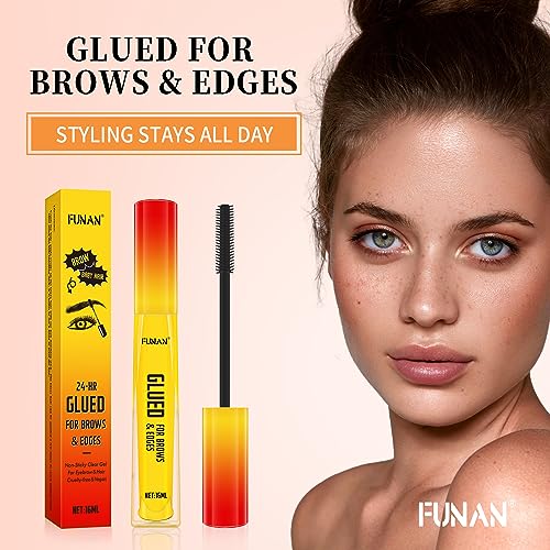 FUNAN Eyebrow Gel,Clear Brow Gel,Glued for Brows & Edges, for Styling Brows,16ml (1 pack)