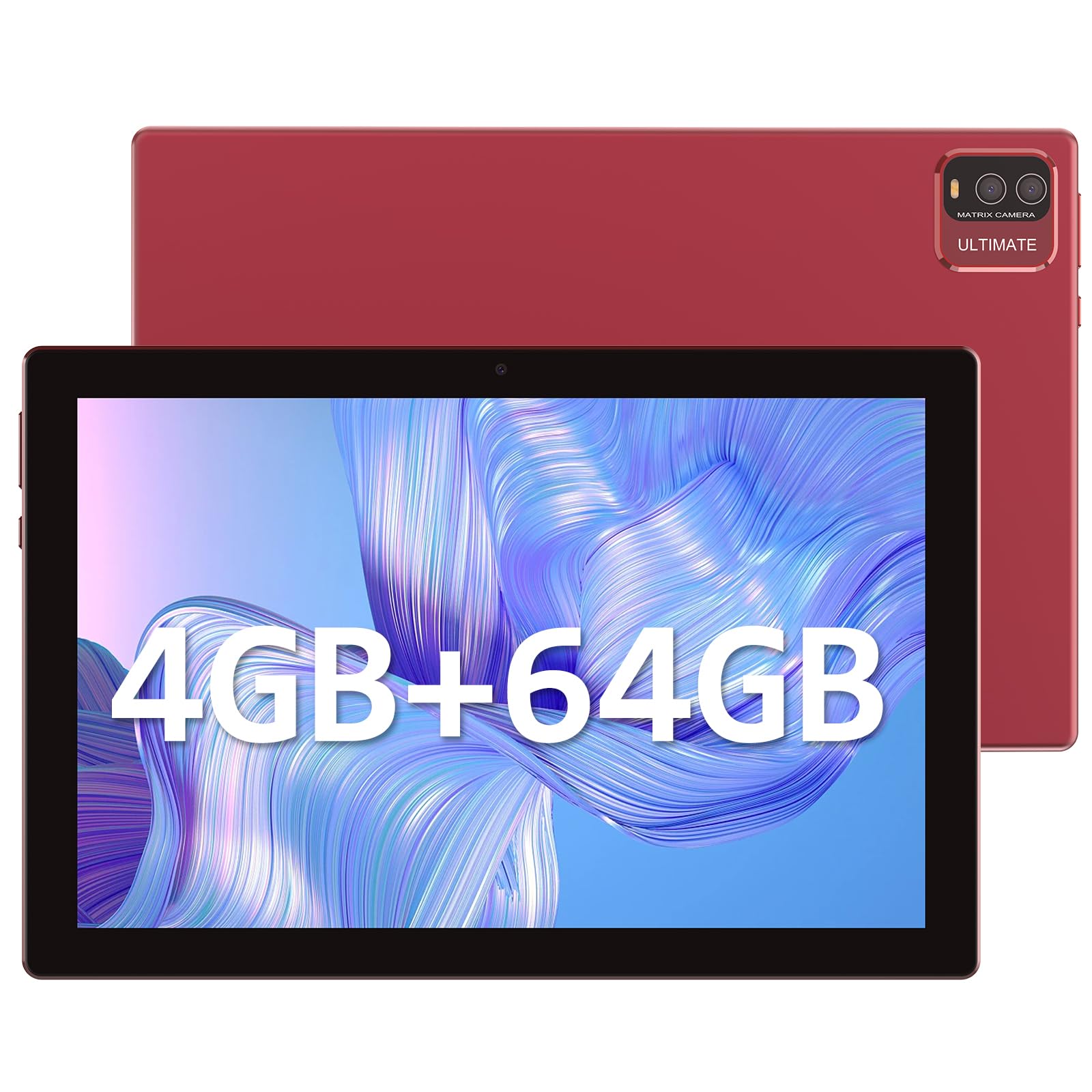 HOTTABLET Tablets Android 11 Tablet 4GB RAM 64 ROM 10 inch Tablet PC, IPS Touch Screen, Dual Camera, WiFi Computer Tablet, 6000mAh Tablet, Red