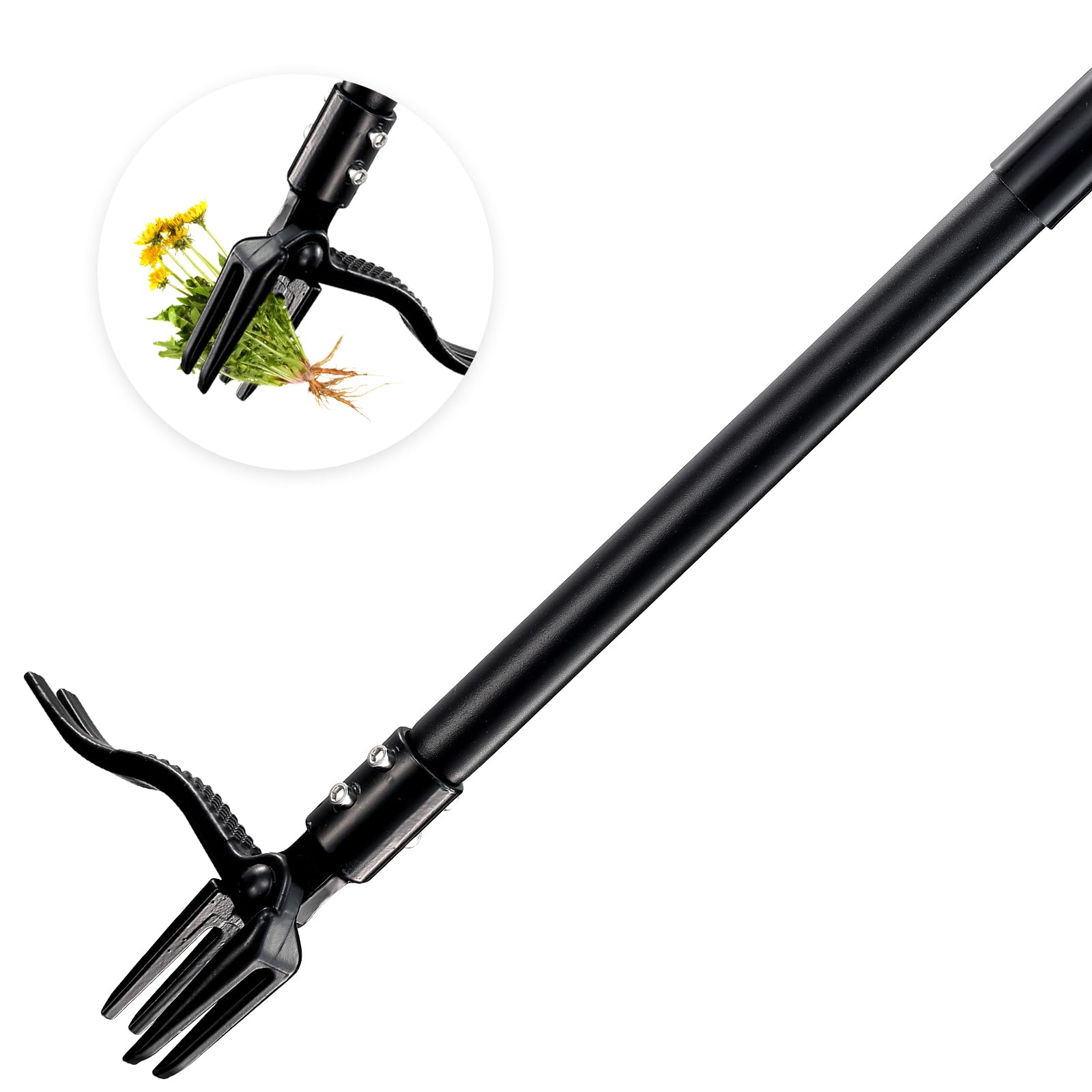 Weed Puller with Long Handle- 63inch - Adjustable Stand Up Weed Puller Tool, Heavy Duty Stand Dandelion Digger Puller, Ergonomic Standing Weeding Puller Tool Weed Picker for Garden Lawn Farmland