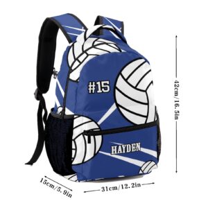 Urcustom Custom Kid Backpack, Volleyball Player Number Team Name Royal Personalized School Bookbag with Your Own Name, Customization Casual Bookbags for Student Girls Boys