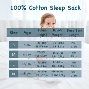 Sosomi Sleep Sack 3-Pack 100% Organic Cotton Wearable Blanket Kids 0.5 TOG Toddler Sleeping Bag Sleeveless Baby Sleep Sack 0-6 Months Baby Swaddle Blanket 2-Way Zipper Toddler Sleeping Sack S Size