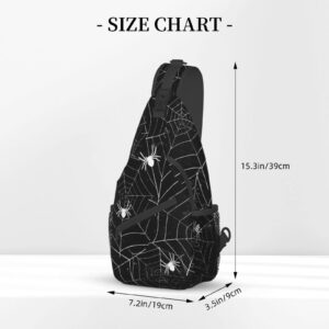 SURERUIM Spider Web Sling Bag Crossbody Shoulder Backpack Seamless Pattern with Spiderwebs Black and White Grunge Background Chest Bag Abstract Rough Urban Style Travel Hiking Daypack