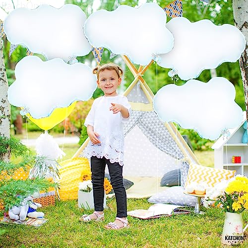 KatchOn, Huge Cloud Balloons Set - 30 Inch, Pack of 5 | Cloud Balloons Kit for Cloud 9 Party Decorations | Cloud Balloon Party Supplies for Happy Cloud Baby Shower Decorations, Sky Party Decorations