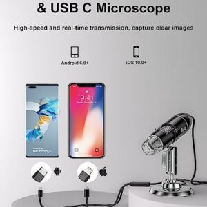 Digital Microscope Camera, Aopick Handheld USB 1440P HD Inspection Camera 50x-1600x Magnification Portable Handheld Pocket Microscopes with 8 LED & Stand, Compatible with iPhone, Android