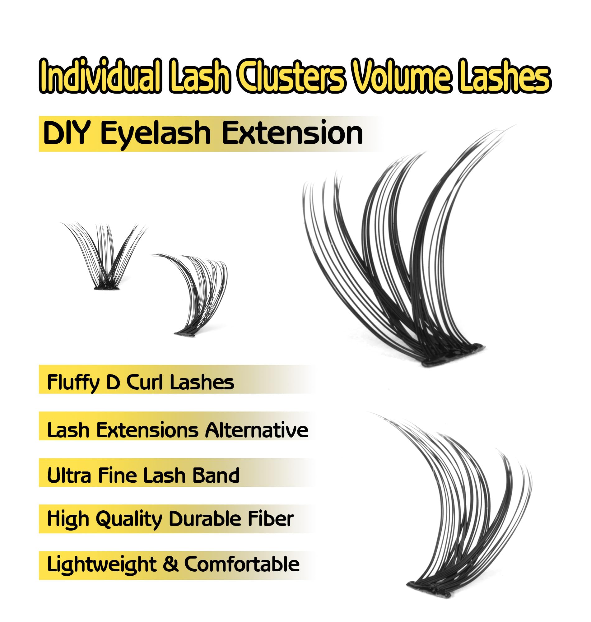 Cluster Lashes Wispy Natural Look Individual Lashes 200pcs D Curl DIY Cluster Eyelash Extension 9-16mm Mixed Tray 3D Volume Faux Mink Cluster Lashes by ZANLUFLY