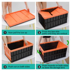 Brehvoe Collapsible Storage Bins 62L, Collapsible Crates for Storage Crates for Car Moving Turnover Outdoor 16Gal with Solid Wall No Lid,2Pack