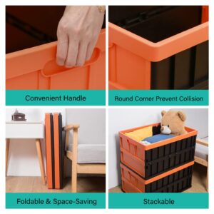 Brehvoe Collapsible Storage Bins 62L, Collapsible Crates for Storage Crates for Car Moving Turnover Outdoor 16Gal with Solid Wall No Lid,2Pack