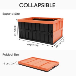 Brehvoe Collapsible Storage Bins 62L, Collapsible Crates for Storage Crates for Car Moving Turnover Outdoor 16Gal with Solid Wall No Lid,2Pack