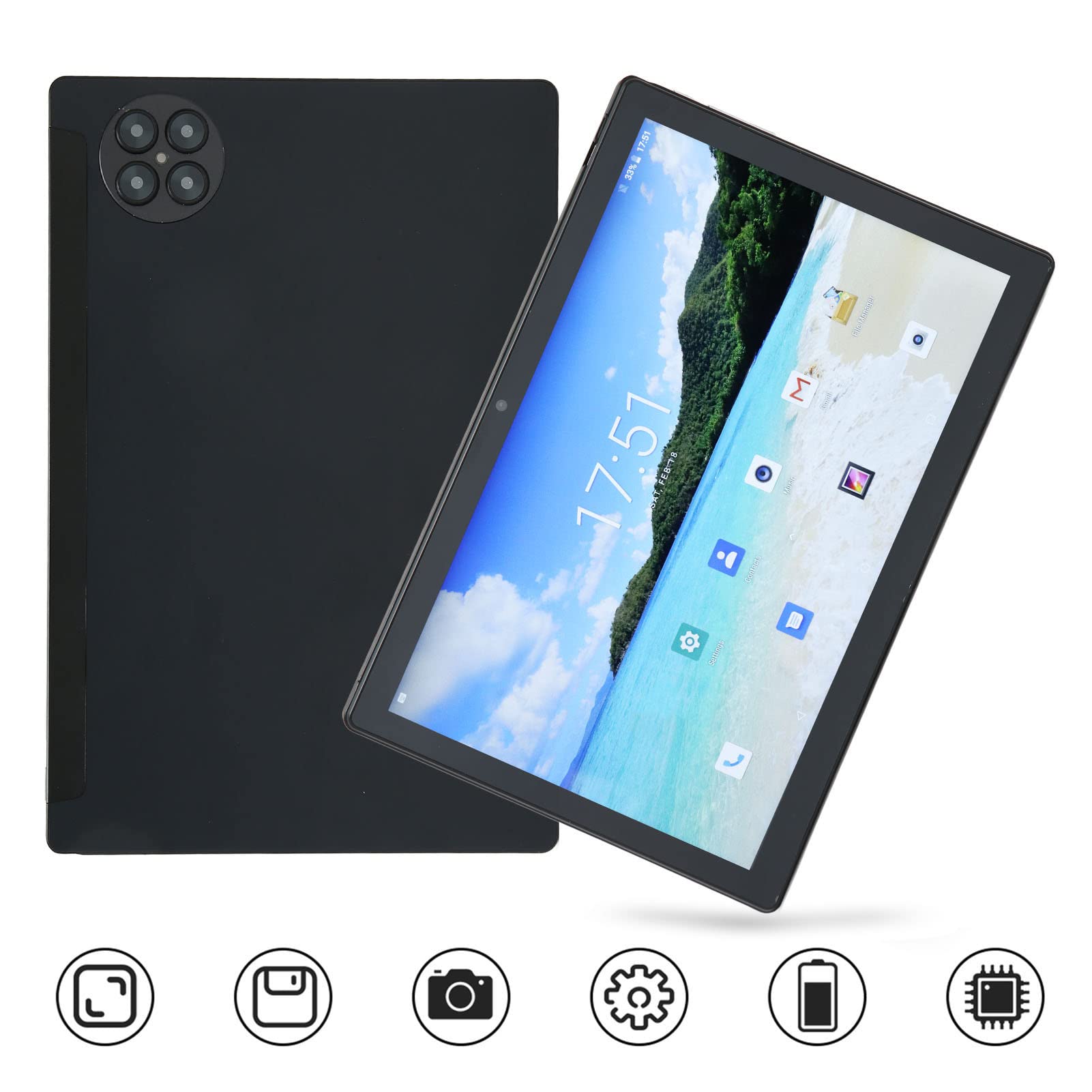 GOWENIC 10.1Inch Tablet for Android12, Octa Core CPU Latest Updated Tablets with 8GB RAM 256GB ROM, 4G LTE Gaming Tablet for Office Travel, Maximum 128GB Memory Card Expandable (US)