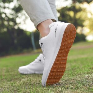 ONAIC Golf Shoes Womens Wide Fitting Casual Waterproof Sneakers Breathable Spikeless Trainers Big Size,White,8