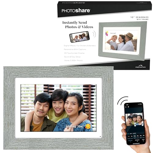 Simply Smart Home 10” WiFi Digital Photo Frame | Send Photo or Video from Phone to Digital Picture Frame with Free PhotoShare Frame v2 app | End-to-End Encryption | Quick Easy Setup | Seagrass