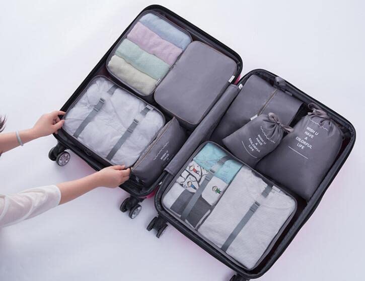 7 Pcs Travel Packing organizer and Packing Cubes for Suitcase with Essencial Travel Bags (PINK)