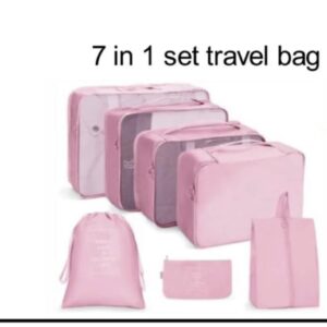 7 Pcs Travel Packing organizer and Packing Cubes for Suitcase with Essencial Travel Bags (PINK)