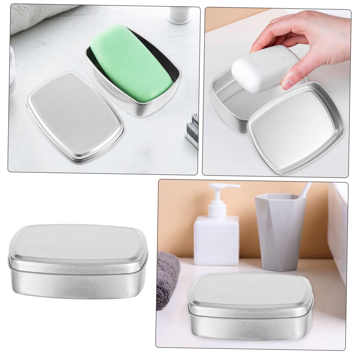 Alipis Box Aluminum Box Organizer Box with Lid Soap Holder with Lid Travel Soap Aluminum Cream Box Aluminium Soap Holder Bar Soap Container Metal Silver Square Box Mini Soaps