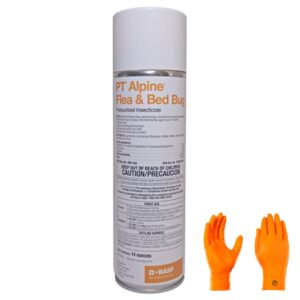 alpine flea & bed bug pressurized insecticide - heavy duty flea and bed bug control with usa supply protective gloves and pest identification card