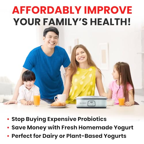 Ultimate Probiotic Yogurt Maker - Make Trillions of Live Probiotics with Adjustable Temperature & Time Control - Get Better Gut Health - Best Yoghurt Machine - Perfect Kitchen Gifts for Women & Men