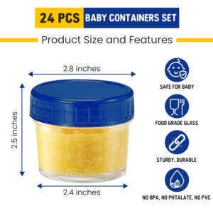 6 Pack Baby Food Storage Containers with Labels-4 Oz Baby Food Jars, Leak Proof, Puree Glass containers with lids Microwave & Dishwasher Safe Infants Kids & Growing Babies