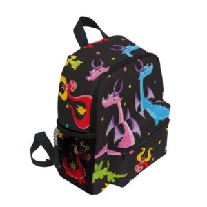 ZENWAWA Mini Backpack Cute Cartoon Dragons Cute Pattern School Bag For Kindergarten Kids with Name Tag 12/12.6 inch