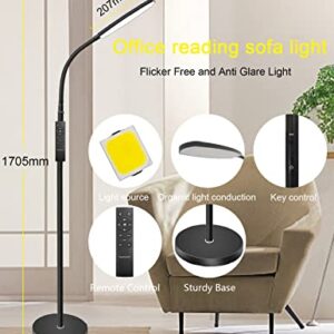 LED Floor Lamps Dimmable with Timer and Dimmer/Remote and Touch Control, 18W Bright Modern Standing Sofa Light, Adjustable Gooseneck Task Lighting for Reading Living Room Bedroom Office (Black)