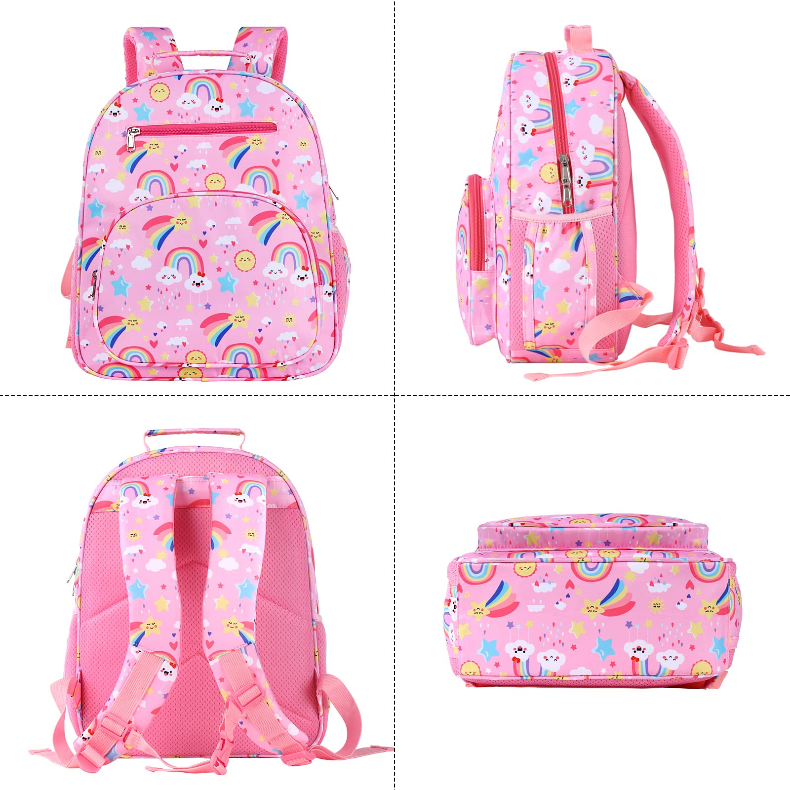 WTUST Rainbow Backpack for Girls, Back to School Supplies for Kids Girls, Cute Pink Preschool Kindergarten Backpack for Girls, Elementary Bookbag Schoobag, 12L Waterproof Backpack