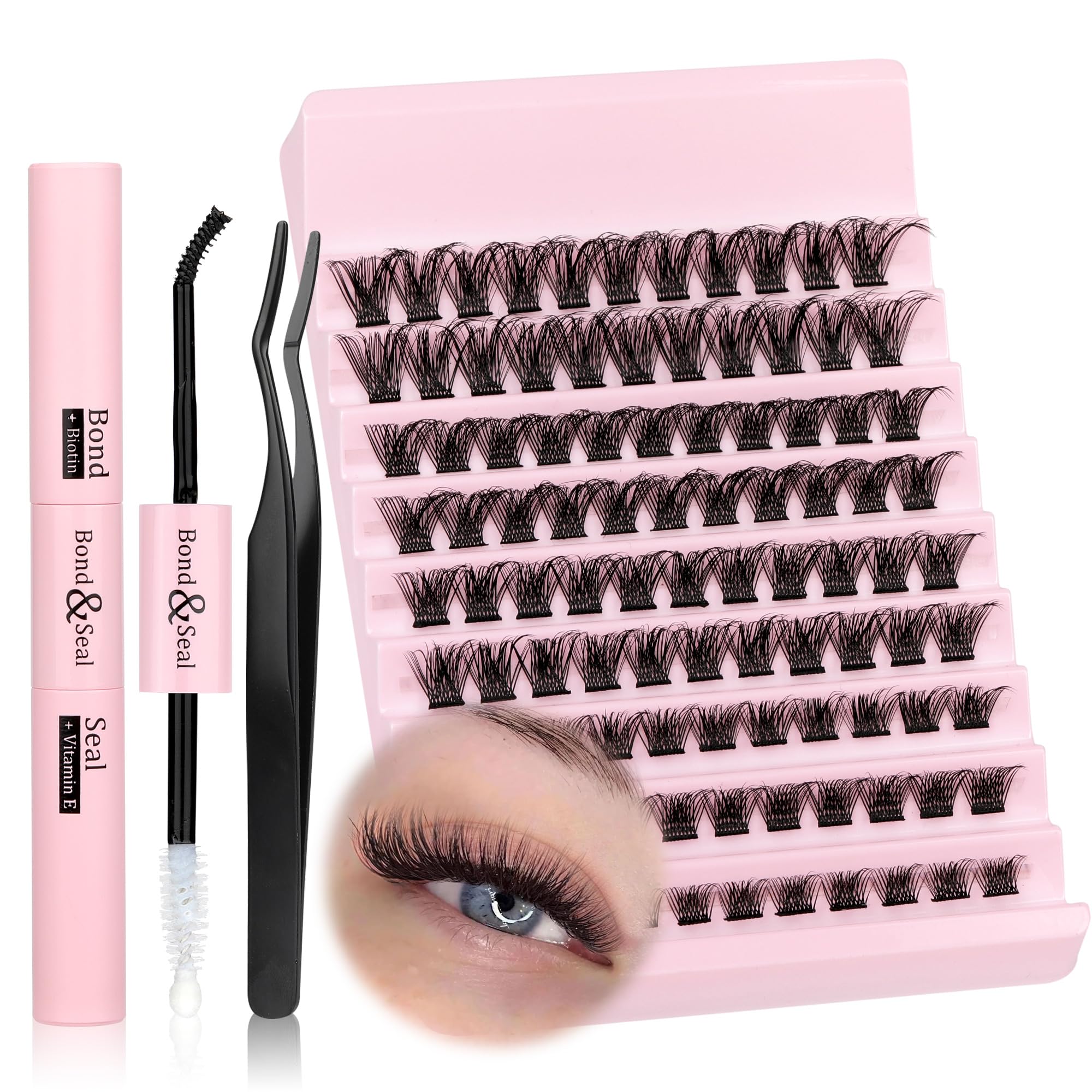 Lash Clusters 108Pcs DIY Eyelash Extenison Kit Wispy Cluster Lashes 8-16MM D Curl Individual Lashes DIY at Home Fluffy Lash Extension Reusable Individual Eyelashes by JIMIRE