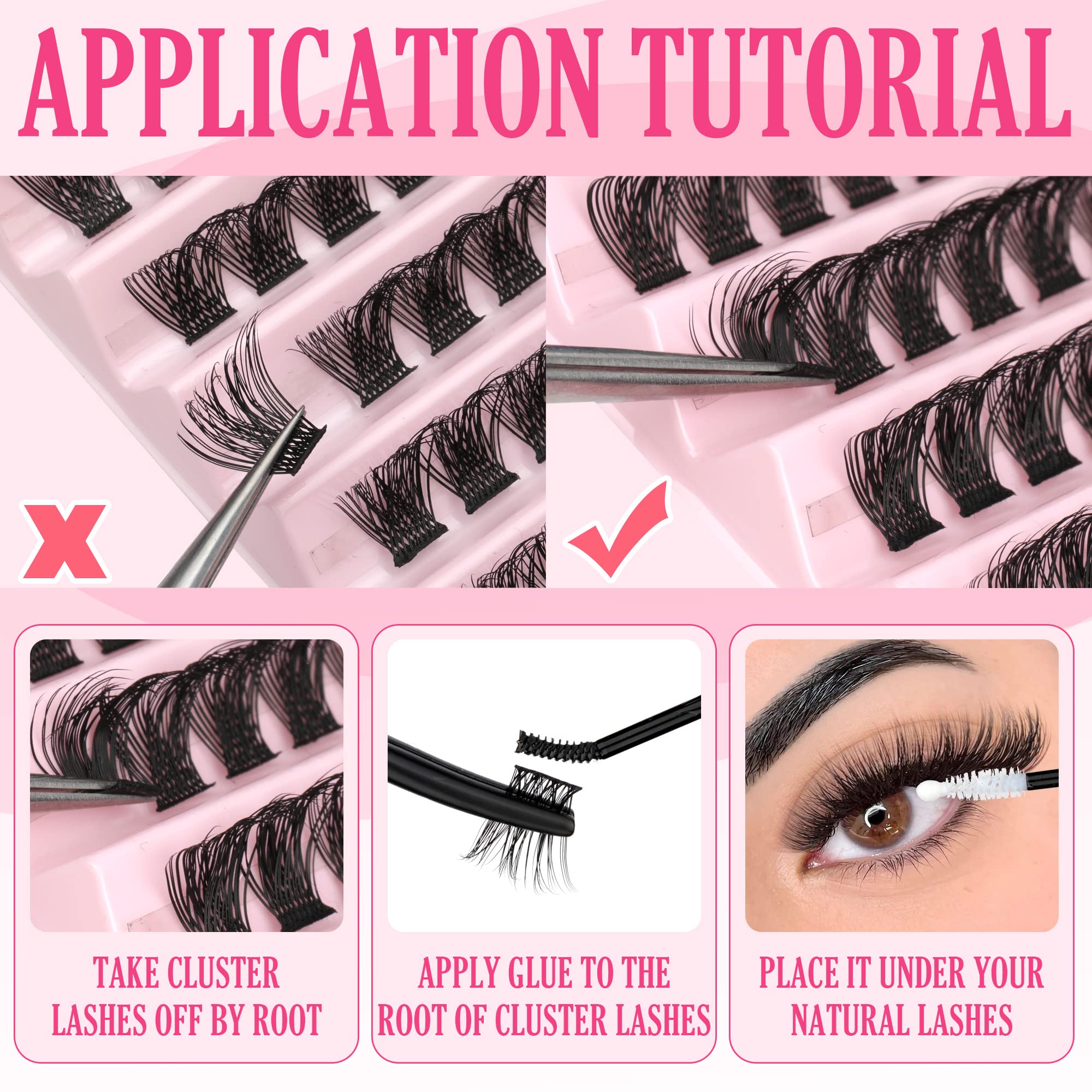 Lash Clusters 108Pcs DIY Eyelash Extenison Kit Wispy Cluster Lashes 8-16MM D Curl Individual Lashes DIY at Home Fluffy Lash Extension Reusable Individual Eyelashes by JIMIRE