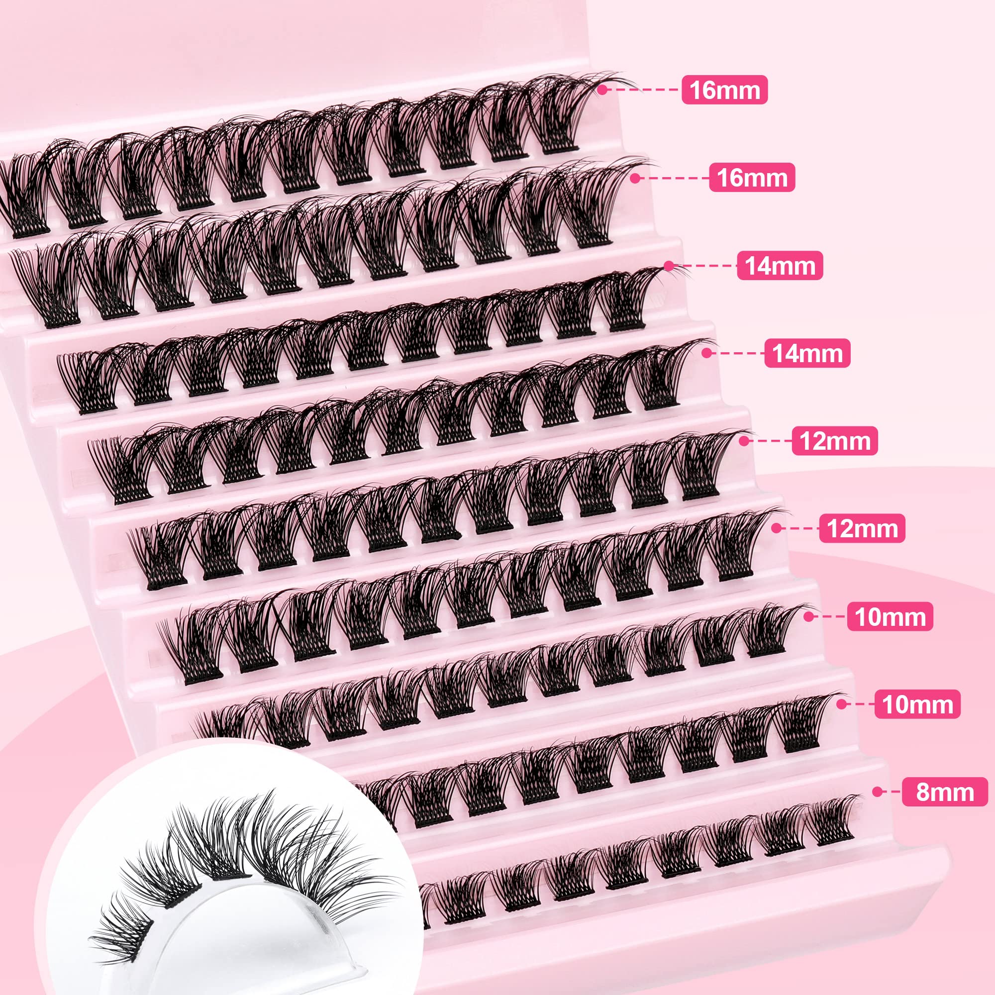 Lash Clusters 108Pcs DIY Eyelash Extenison Kit Wispy Cluster Lashes 8-16MM D Curl Individual Lashes DIY at Home Fluffy Lash Extension Reusable Individual Eyelashes by JIMIRE