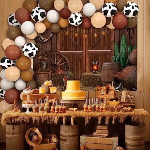 Vansolinne Western Party Decorations Wild West Balloon Arch Kit Horse Barn Fabric Cowboy Banner for My First Rodeo Birthday Photography Background Western Theme Baby Shower Supplies