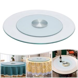 27.56" Glass Turntable Dining Table Round Tempered Glass Tabletop Rotating Tray Heavy Duty Turntable Dining Table Centerpiece Large Tabletop