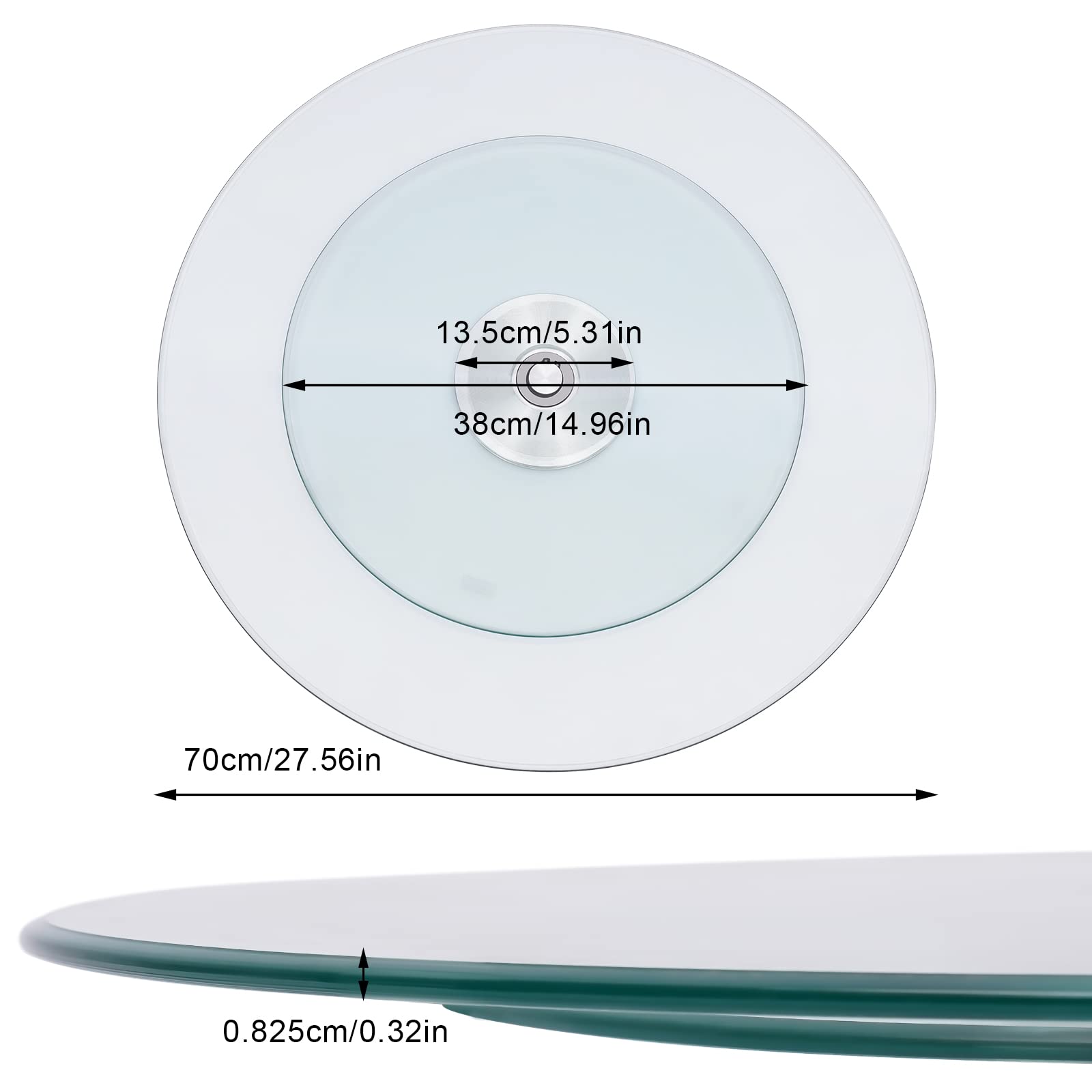 27.56" Glass Turntable Dining Table Round Tempered Glass Tabletop Rotating Tray Heavy Duty Turntable Dining Table Centerpiece Large Tabletop