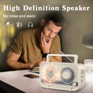 Audiocrazy Radio with Bluetooth, Radio Portable AM FM, Plug in Wall and Play, or AA Battery Operated Radios, Best Reception Vintage Retro Radio Built in Clear Speaker Headphone/AUX in Jack Yellow