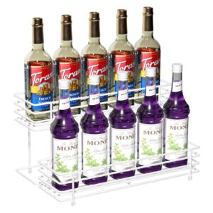 eipizx coffee syrup organizer 2 tier syrup bottle holder rack for coffee bar 10 bottles white wine bottle rack coffee syrup stand shelf for syrup, wine, coffee bar organizer for kitchen coffee shop