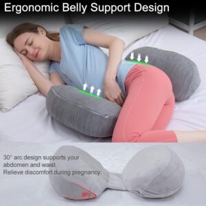 AWESLINGPregnancy Wedge Pillows for Side Sleeping Maternity Pillow for Pregnant Women Body Pillow for Pregnancy to Support Back, HIPS, Belly, Legs Adjustable Pillow f Comfort Pre/Post Birth Grey