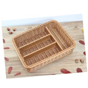 Rattan Cutlery Basket Wicker Cutlery Tray Flatware Organizer Woven Cutlery Tray Rattan Silverware Storage Drawers Spoon Storage Fork Organizer Kitchen Storage Tray Tableware