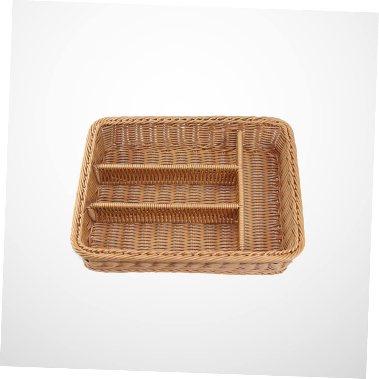 Rattan Cutlery Basket Wicker Cutlery Tray Flatware Organizer Woven Cutlery Tray Rattan Silverware Storage Drawers Spoon Storage Fork Organizer Kitchen Storage Tray Tableware