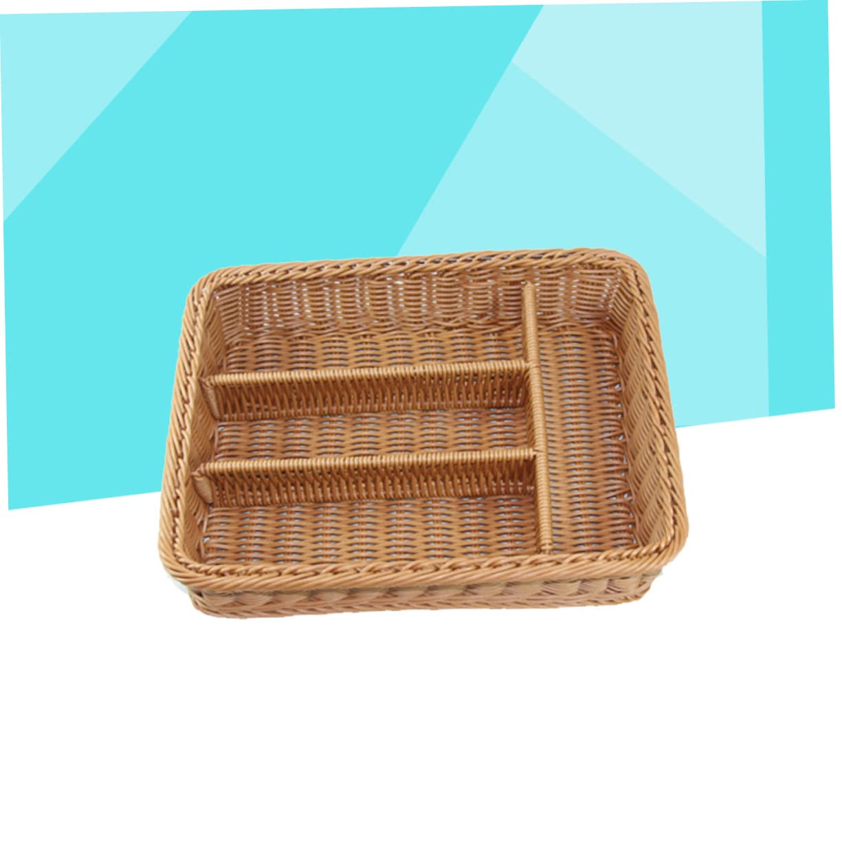 Rattan Cutlery Basket Wicker Cutlery Tray Flatware Organizer Woven Cutlery Tray Rattan Silverware Storage Drawers Spoon Storage Fork Organizer Kitchen Storage Tray Tableware