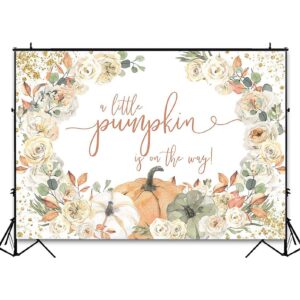 Avezano Pumpkin Baby Shower Backdrop A Little Pumpkin is On The Way Baby Shower Party Decorations Fall Pumpkin Floral Baby Shower Photography Background Banner (7x5ft)