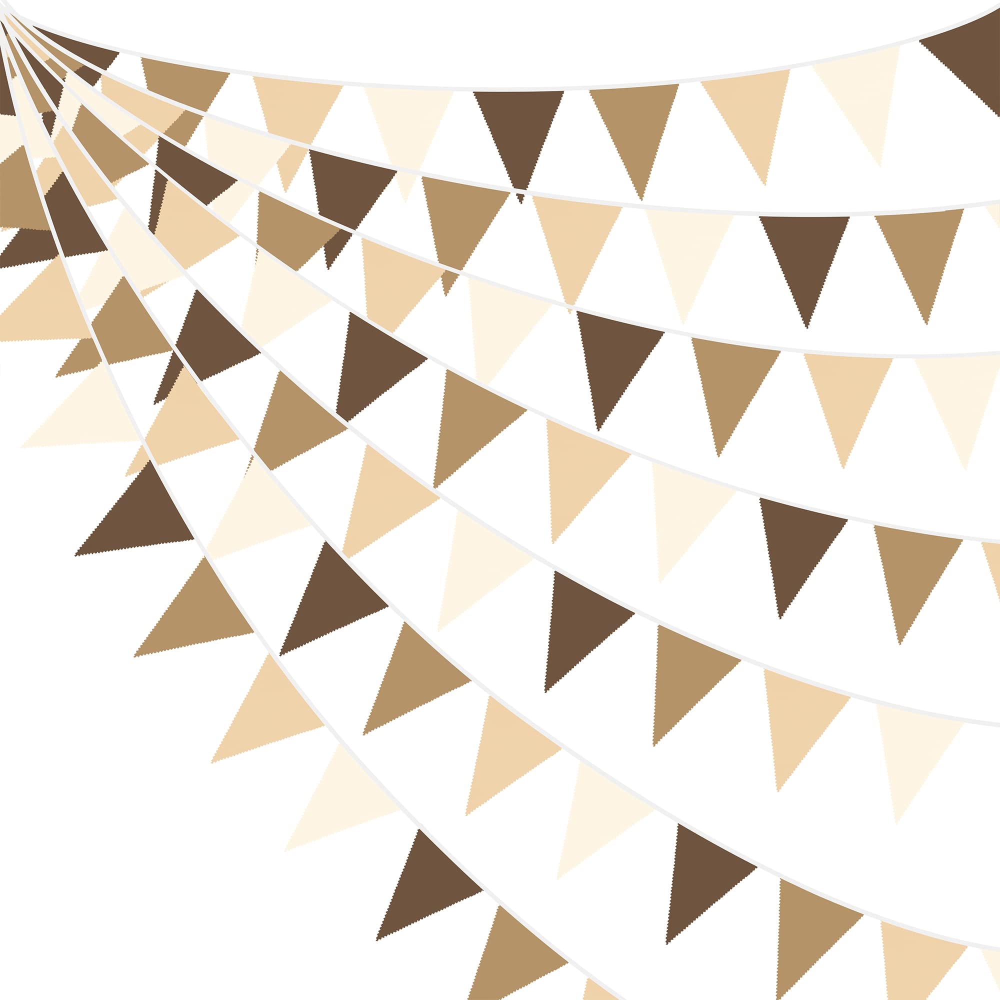 32Ft Brown Party Decorations Brown Pennant Banner Fabric Triangle Flag Bunting Garland Streamers for Woodland Teddy Bear Baby Shower Jungle Safari Birthday Home Outdoor Garden Decor