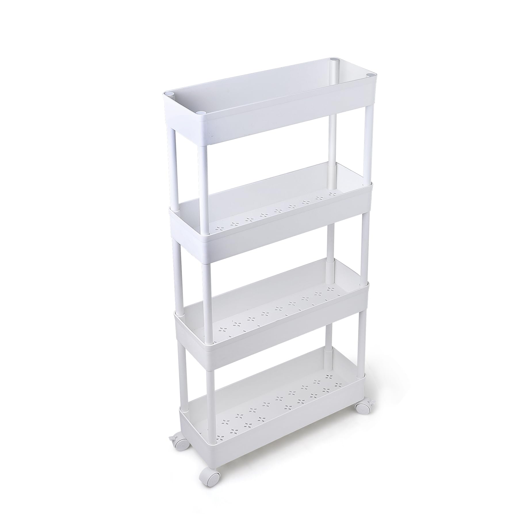 Sikobin Narrow Bathroom Storage Cart for Small Space Organization,Slim Rolling Storage Cart with Wheels,White Shelves as Laundry Room Organizer, Washroom Organizer,Kitchen Organizer