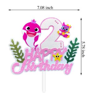 SELPONT Topper 2nd Birthday Girl, Shark Cake Topper 2,