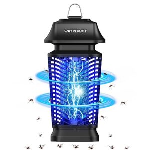 wayrenjoy bug zapper outdoor, electric mosquito zapper, 20w bulb ipx4 waterproof indoor mosquito killer lamp 4200v grid fly zapper for home kitchen bug light moth zapper outdoor backyard garden camp