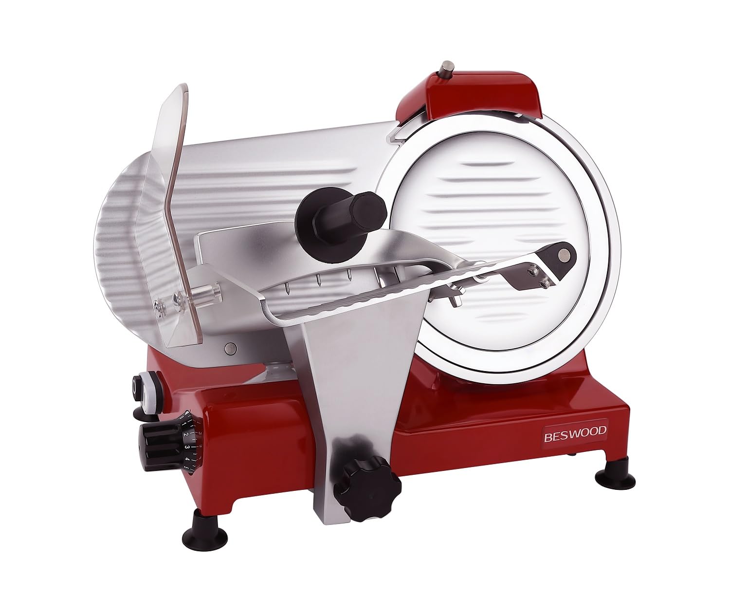 BESWOOD 10" Premium Chromium-plated Steel Blade Electric Deli Meat Cheese Food Slicer with Serving Plate Commercial and for Home use 240W BESWOOD250X