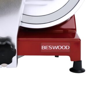 BESWOOD 10" Premium Chromium-plated Steel Blade Electric Deli Meat Cheese Food Slicer with Serving Plate Commercial and for Home use 240W BESWOOD250X