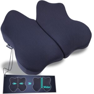 seat cushion x large adjustable width for office chair, car seat cushion, ergonomic memory foam cushions pad for sciatica, coccyx, pain relief for long sitting, foldable soft wheelchair cushion