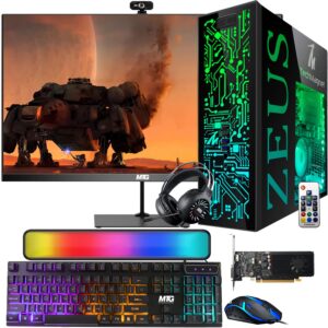 techmagnet gaming desktop pc, intel i7 6th gen, zeus pro 6, gt 1030, 8gb ram argb, 256gb ssd + 2tb hdd, 24 inch monitor, wi-fi | bluetooth adapter, webcam, rgb kit, win 10 pro (renewed)